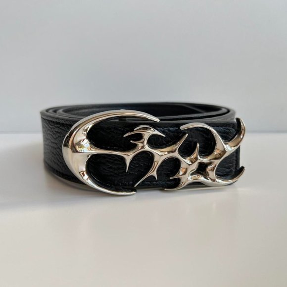 Accessories | Y2k 200s Chrome Futuristic Cross Emblem Black And Silver ...